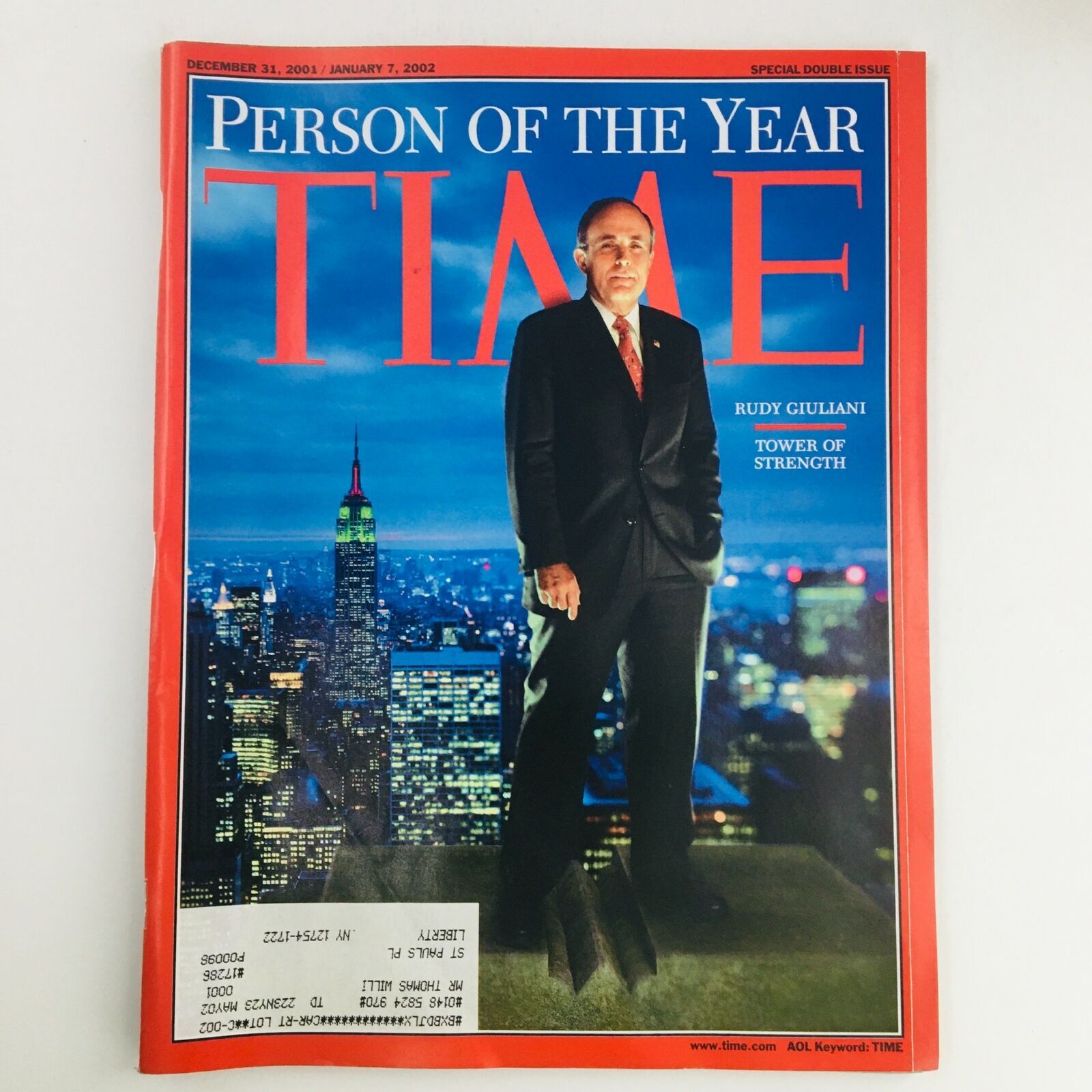 Time Magazine December 31 2001 Mayor Rudy Giuliani Tower of Strength ...