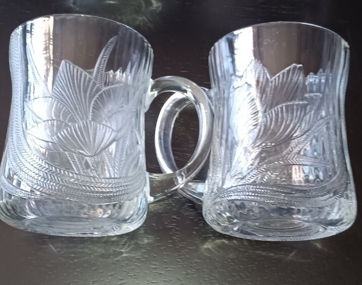 ARCOROC France Canterbury Crocus Flower Clear Glass Cups Mugs SET OF 4 ...