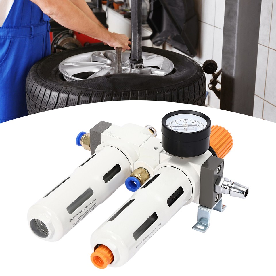 Air Filter Regulator Lubricator Combo Water/Oil Trap Separator Gauge ...