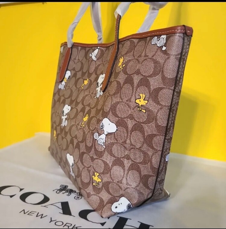 COACH x Snoopy Collaboration Tote bag CF-166 Khaki Redwood Multi Japan ...