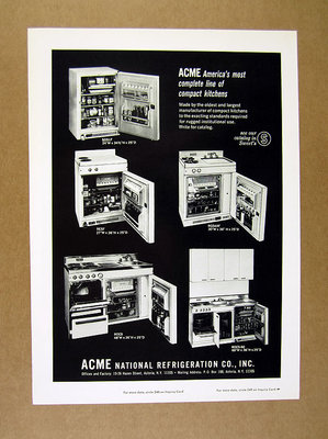 1965 Acme Refrigeration Compact Kitchens 6 models photo print Ad | eBay
