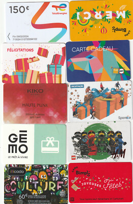 ## LOT n° 38 / 10 cartes cdx divers ## Carte cadeau GIFT CARD - (France ...
