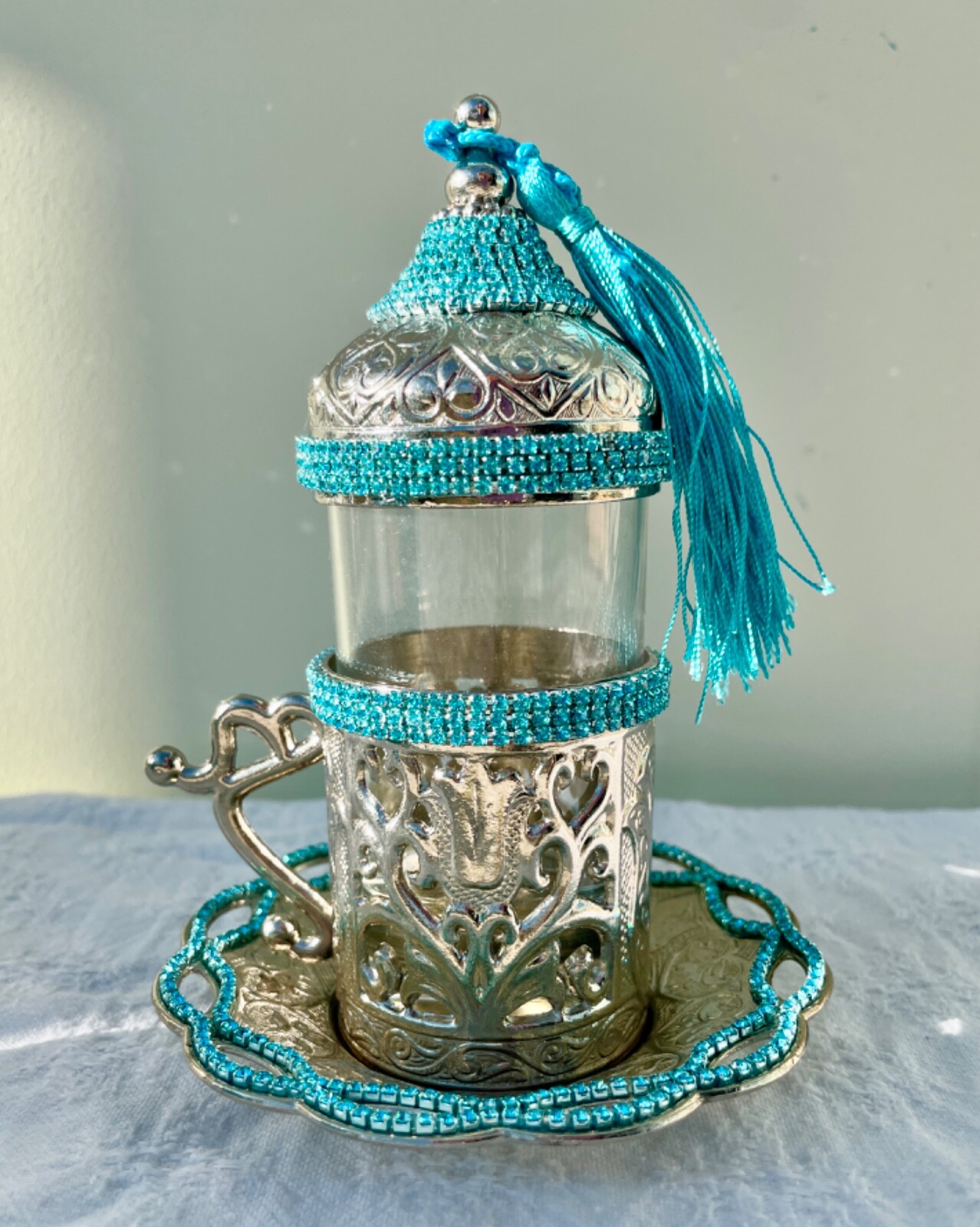Turquoise Rhinestone Cup, Perfect Gift for Tea & Coffee Lovers | eBay UK
