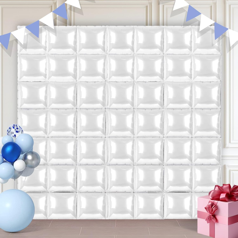 50Pcs Silver Party Decorations Silver Square Balloon Wall Balloon ...