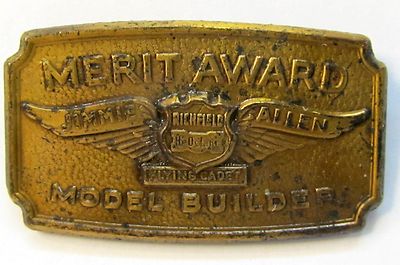 rare JIMMIE ALLEN MODEL BUILDERS MERIT AWARD Badge Richfield Oil radio ...