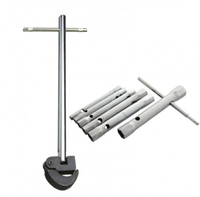 6 PC MONOBLOC TAP BOX SPANNER SET 6-17mm & 11" ADJUSTABLE BASIN WRENCH ...