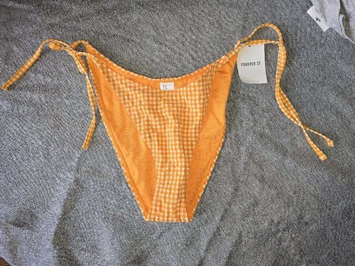 NWT! FOREVER 21 XL Women's Orange Gingham Plaid String Bikini Bottom ...