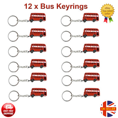 12 x Red Bus 3D Key Ring British Miniature Keychain London Souvenirs ...