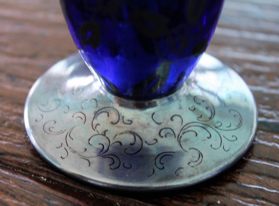 Vintage APA Milano Argento Cobalt Blue Venetian Art Glass Vase 925 Silver | eBay