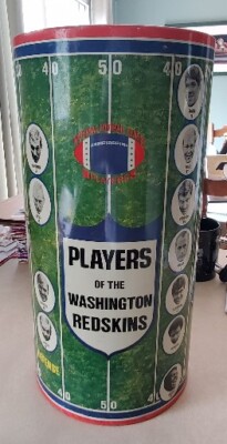 1969 Vintage Cheinco WASHINGTON REDSKINS NFL Players Trash Can Garbage ...
