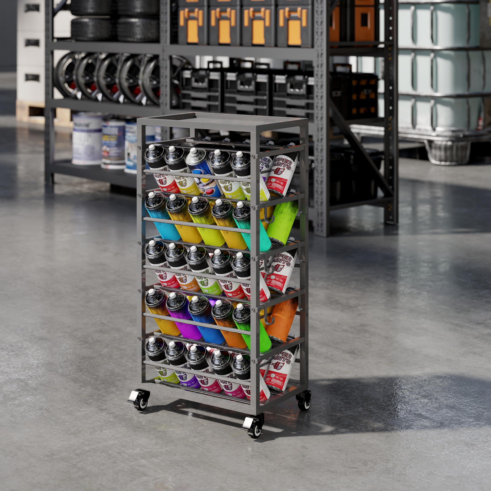 Spray Paint Can Organizer Cart Aerosol Lube Can Storage Rack for Garage ...