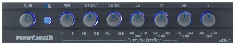 Power Acoustik PWM-16 Equalizer EQ Sub Control EQ 8 Volt Line Driver ...