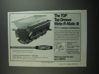 1991 Turfco Mete-R-Matic III Dressers Ad - The TOP top dresser | eBay