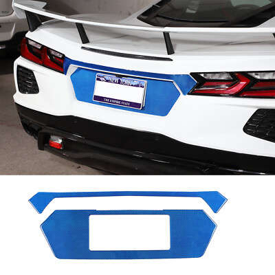 Blue carbon Fiber Rear License Plate Panel Overlay Sticker For 20-24 ...