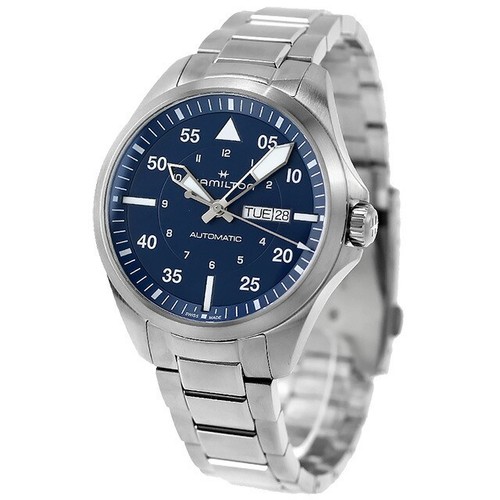 Unused HAMILTON Khaki Aviation Pilot H64635140 Blue Day-Date Men Watch ...