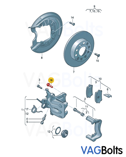 Genuine VW Audi 2x Rear Brake Caliper Carrier Bracket Bolt Kit M12x62 ...