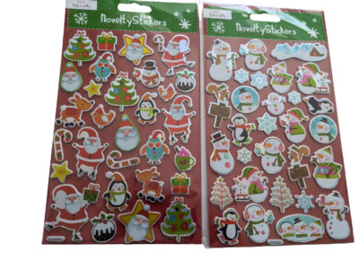 CHRISTMAS Raised Foil Foam Sticker Sheets Stickers Kids Craft Card ...