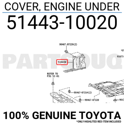 5144310020 Genuine Toyota COVER, ENGINE UNDER 51443-10020 | eBay