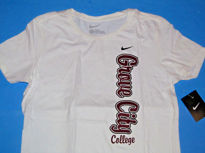 NIKE Grove City College T-Shirt Women Sz L Large Slim Fit White Willie ...
