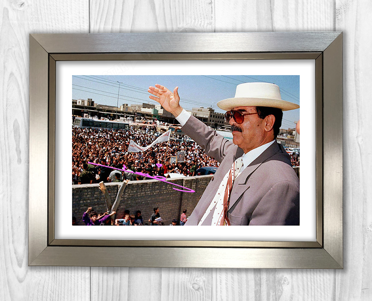 Saddam Hussein 2 A4 reproduction autograph poster Choice of frame | eBay