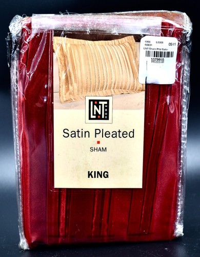 Satin Pleated Sham,King,Burgundy,100% Polyester, 20" x 36" Linen's ...