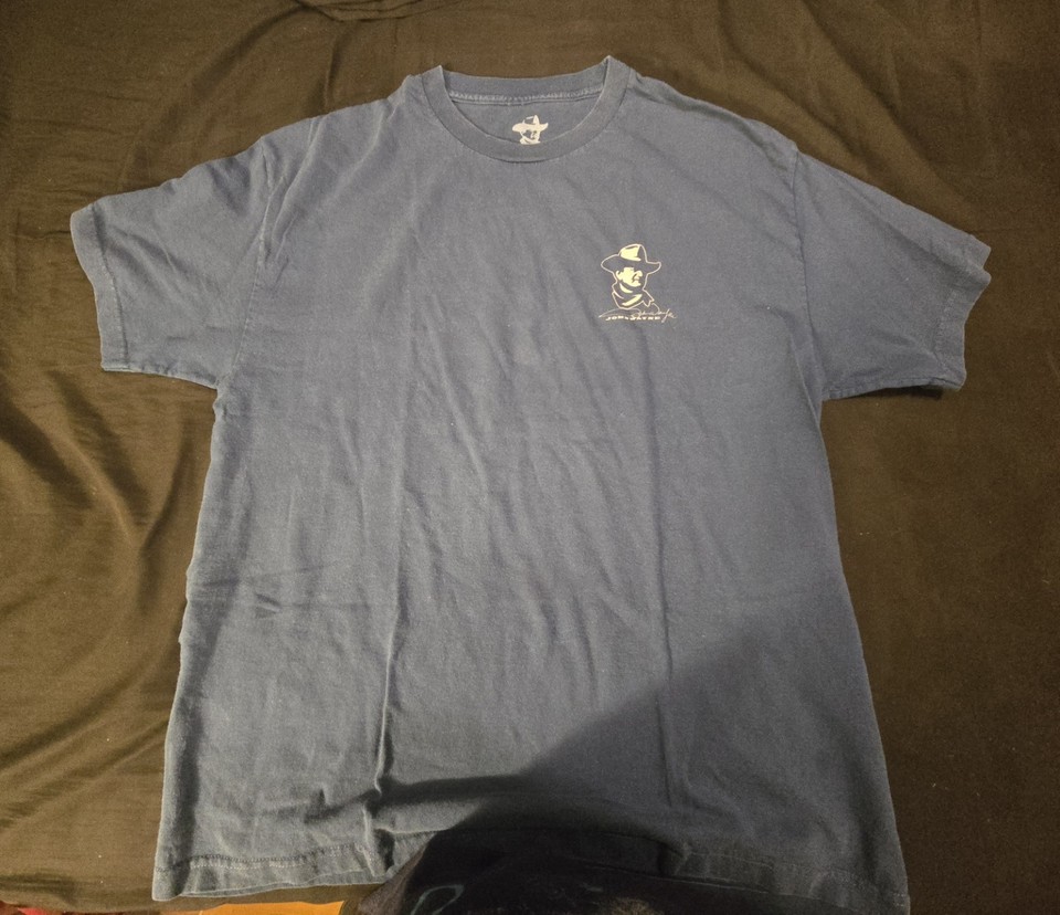 John Wayne The Duke Blue Shirt XL American Flag Soldier Green Beret ...