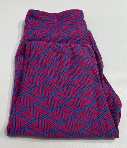 NWT LuLaRoe OS Pink Leggings W/ Blue Geometric Design- One Size | eBay