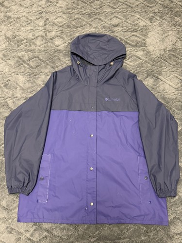 Columbia Ibex Purple & Navy PVC Waterproof Hooded Rain Jacket Womens ...