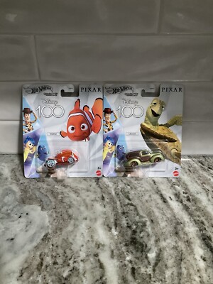 NEW Hot Wheels Disney 100 Years NEMO Character Cars (2) Nemo & Crush ...