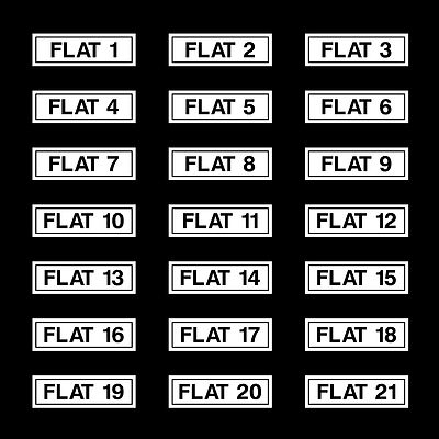 Flat Numbers 1 - 21 Sign, Sticker - 190mm x 60mm - All Materials | eBay UK