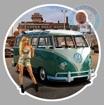 STICKER COMBI PINUP PIN-UP VINTAGE GARAGE RETRO ANCIEN VAN CD136 | eBay