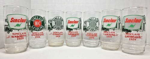 Set of 7 Vintage Sinclair Oil 12oz Drinking Glasses 1920-1959 Gasoline ...