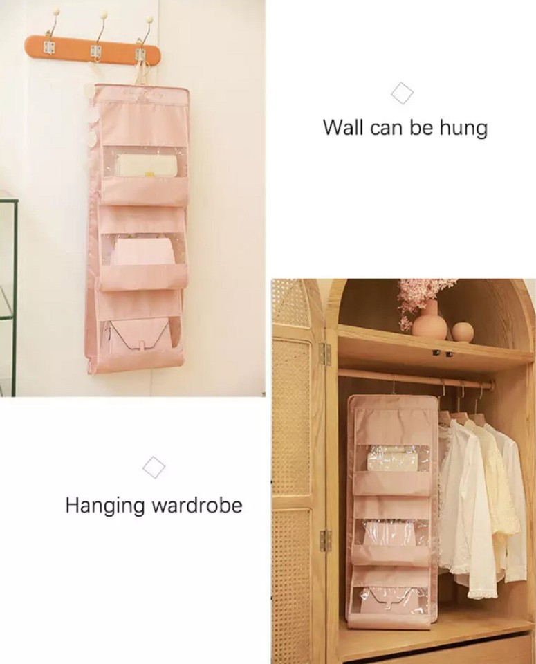 Hanging Handbag Organizer – 6 Pocket Closet Storage Holder for Purses ...