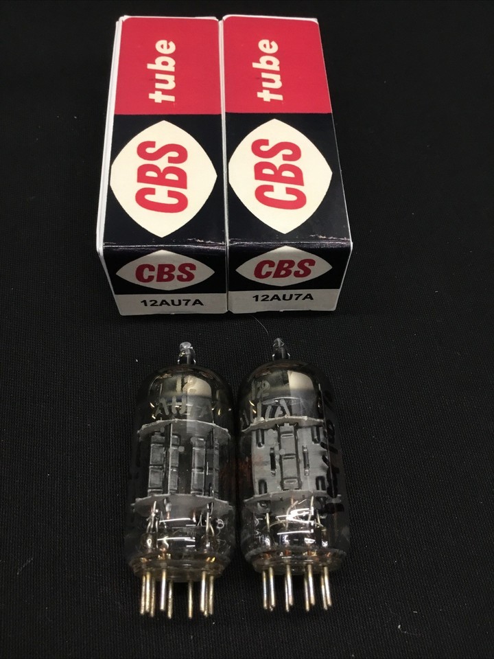 MATCHED PAIR CBS 12AU7A ECC82 Thick Black Plate VINTAGE VACUUM TUBES 8. ...