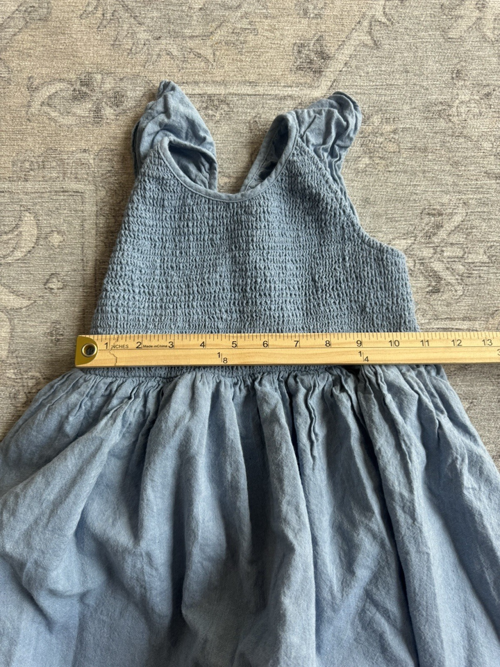 Tahari Girls' Blue White 100% Cotton Floral Embroidery Chambray Dress 7 ...