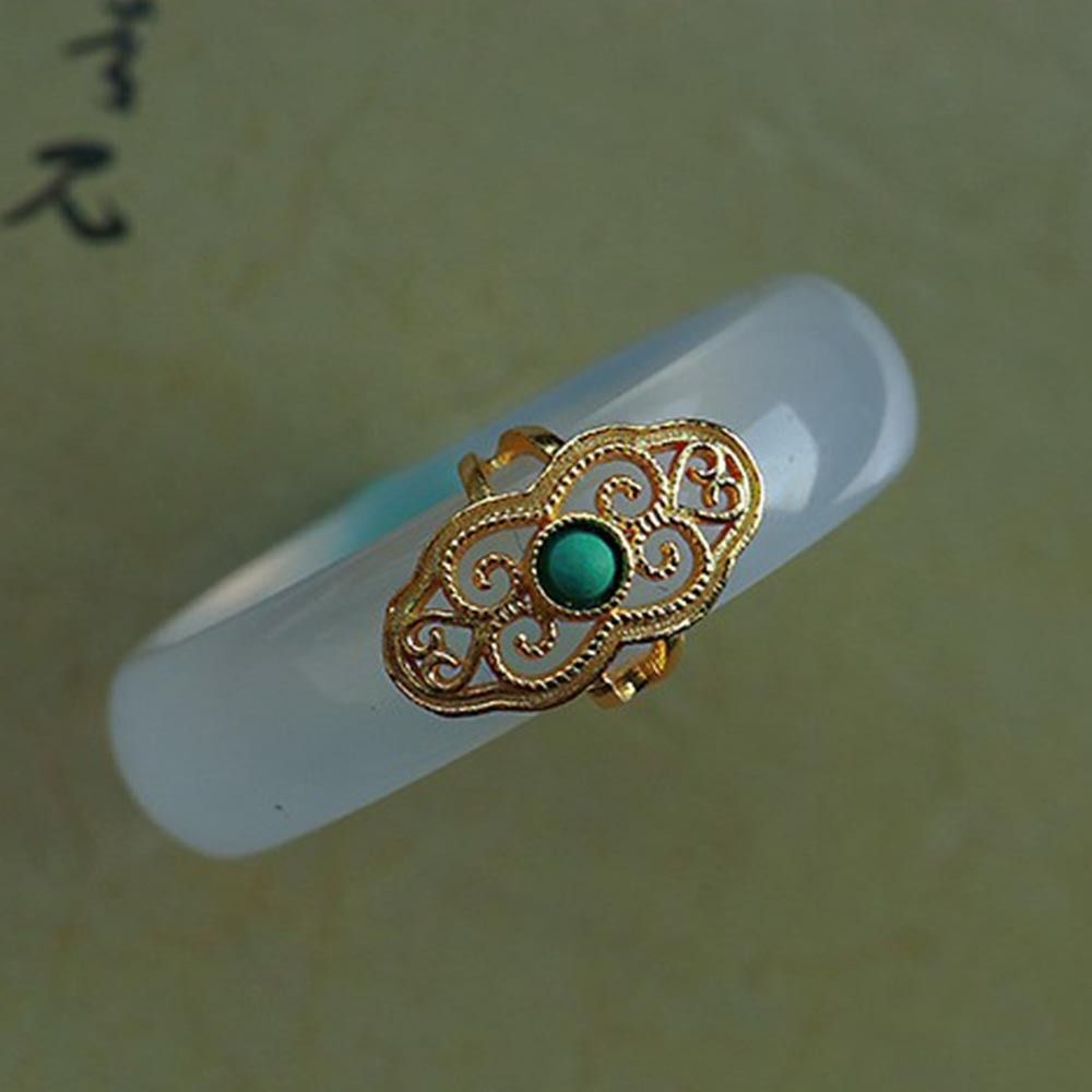 Flowers Ring Chalcedony Finger Ring Chinese Style Ring Women's ...