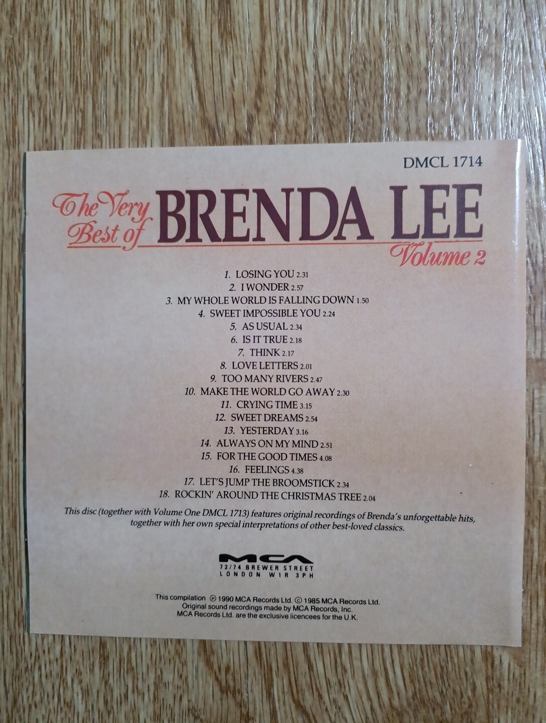 The Very Best of Brenda Lee Volume 1 CD Fast UK Postage 5011781171327 ...