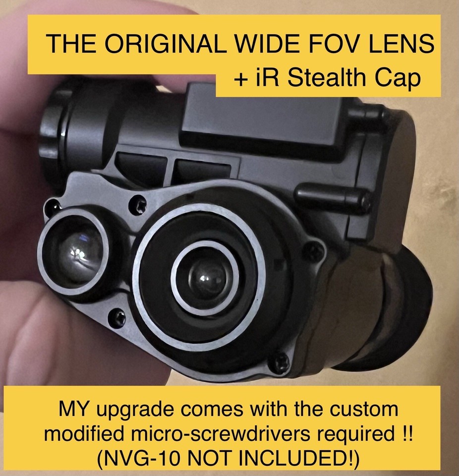 NVG-10 2xCOMBO: Wide 72° (vs oem 25°) FOV lens + 100% invisible iR flip ...