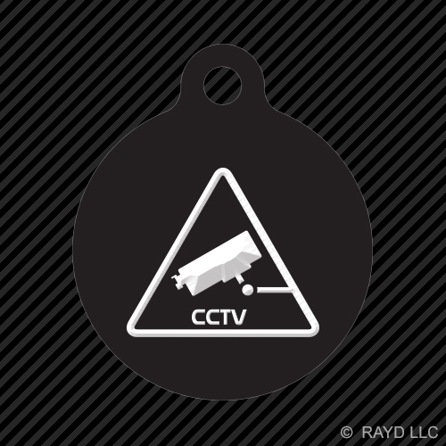 Video Surveillance CCTV Keychain Round with Tab engraved many colors | eBay
