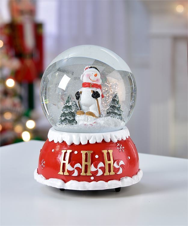 Snowman Musical Snow Globe Christmas 5.7" High Resin Glass Water | eBay