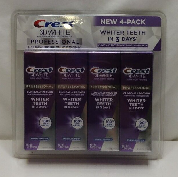 Crest 3D White Professional Enamel Protect Toothpaste 4 Pack 3 oz. each ...
