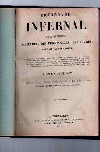 TRES RARE - 1845 -DICTIONNAIRE INFERNAL - COLLIN DE PLANCY ...