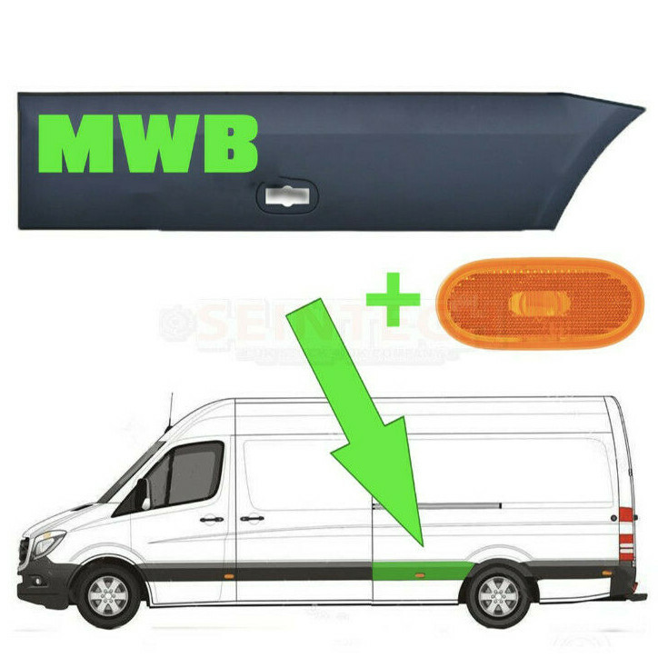 Mercedes Sprinter MWB Plastic Protective Side Moulding Strip Trim N/S ...
