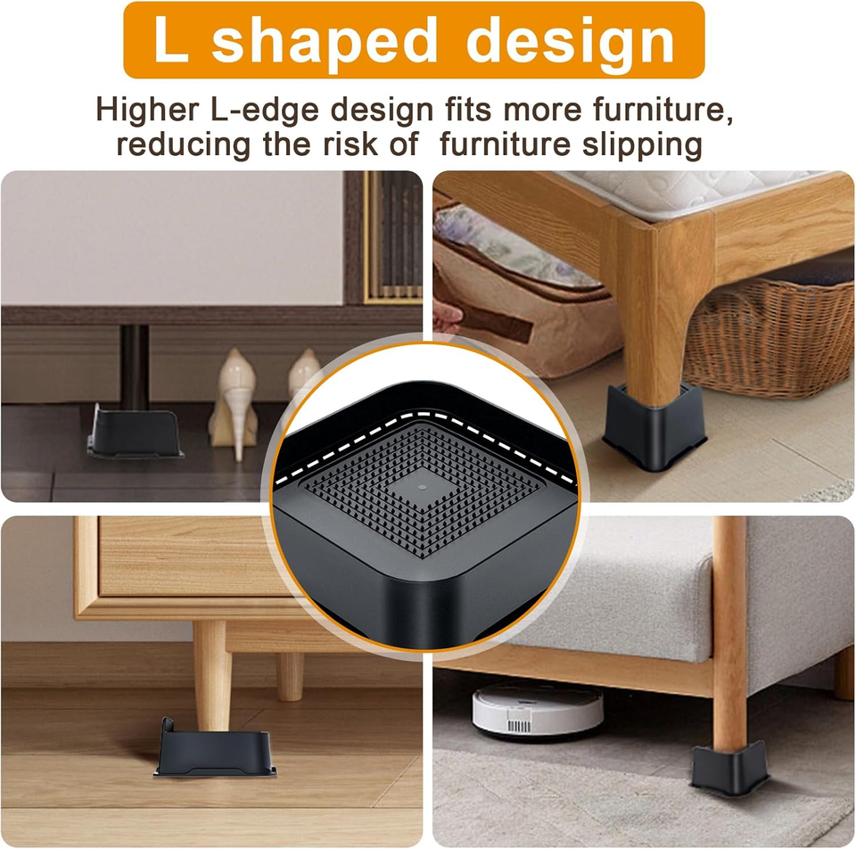 Bed Risers, Heavy Duty Furniture Riser, 4 Inch Raise Blocks for Couch ...