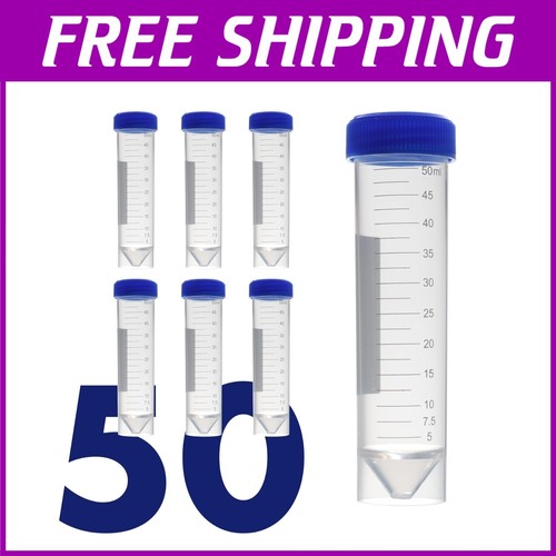 Durable 50mL Lab Test Tubes with Screw Caps - Easy Marking & Leak-Proof ...
