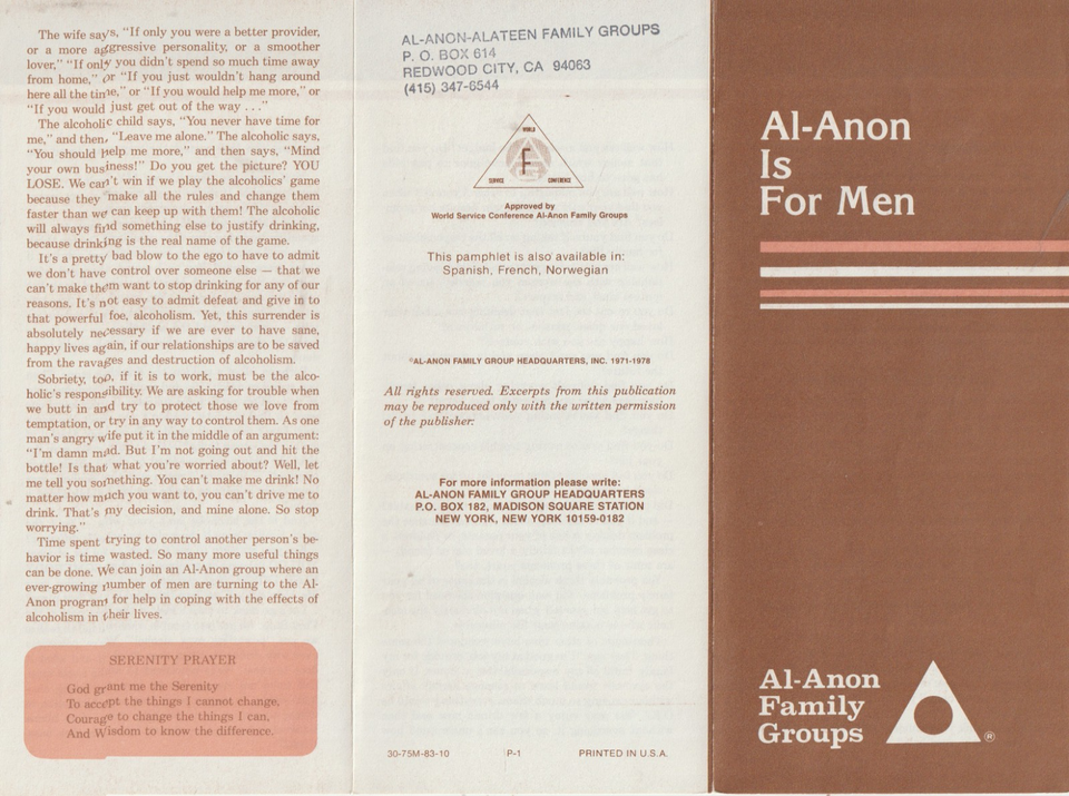 "My wife drinks too much" & Al-Anon Is For Men, 2 pcs AFG early 1980s ...