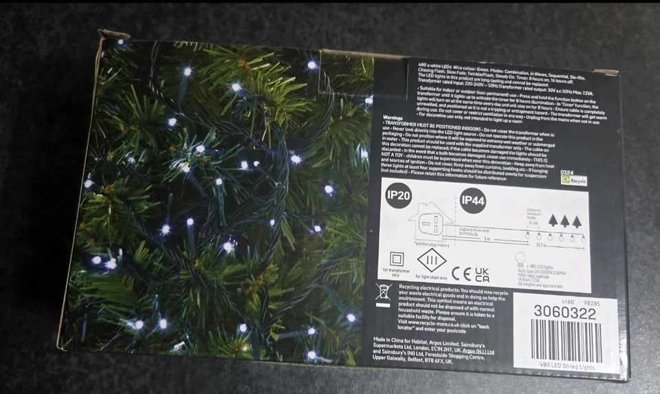 Cluster Christmas Tree Lights 480 Bright White LED String Lights Multi ...