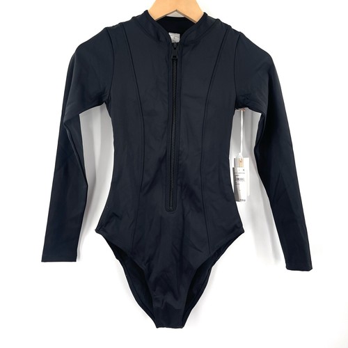 GOOD AMERICAN Swimsuit XS One Piece Black Rash Guard Compression Surf ...