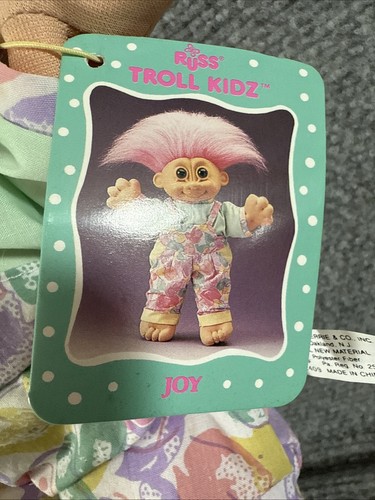 Russ Troll Joy Kidz 12" Doll Vintage Stuffed Body Hard Face Head & Tag ...