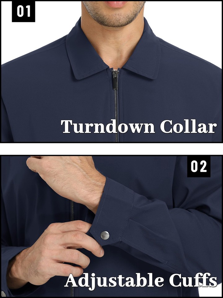 Men's Lightweight Bomber Jacket Full-Zip Spring Sport Track Coat Casual ...